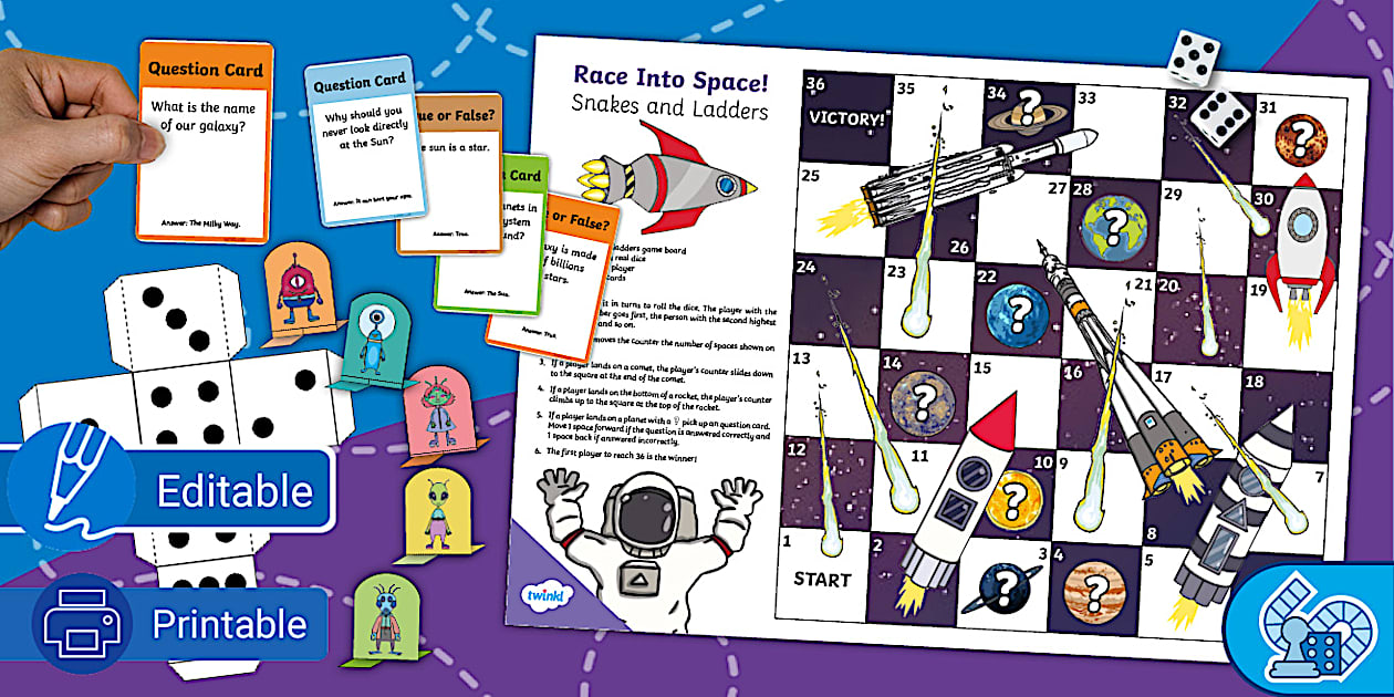 Space Trivia Board Game - Snakes and Ladders (teacher made)