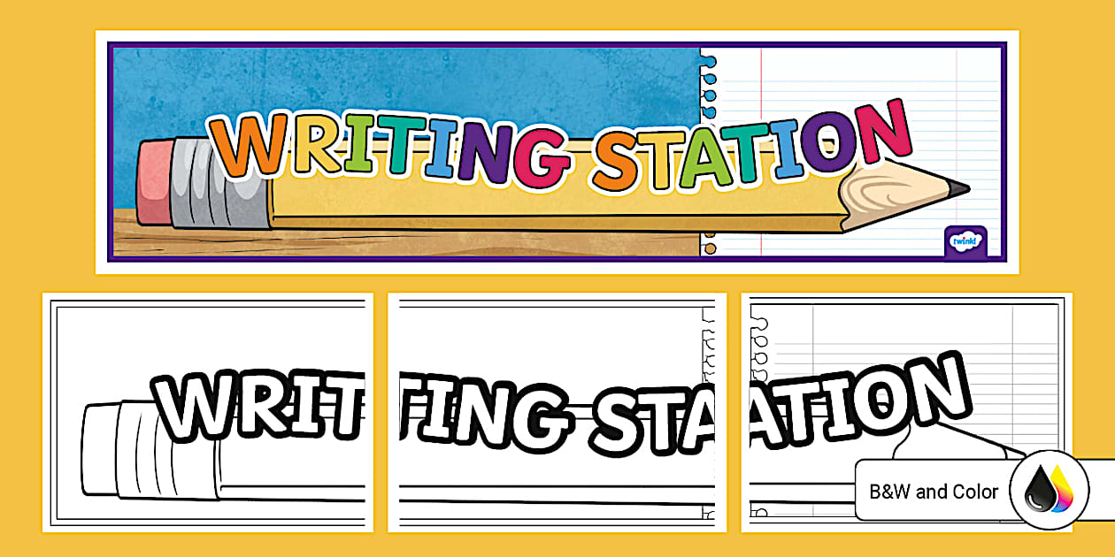 Writing Station Banner (teacher made) - Twinkl