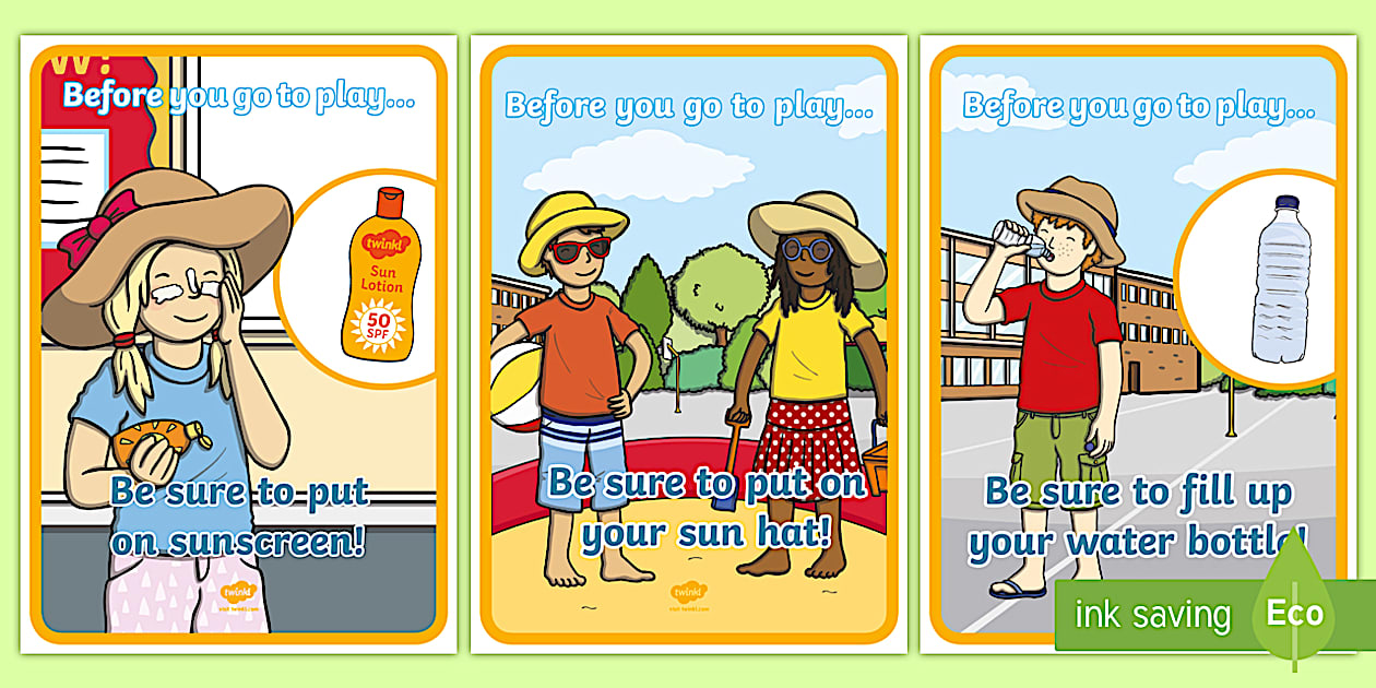 Before You Go to Play: Sun Safe Display Posters - Twinkl