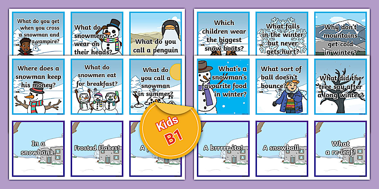 ESL Winter Jokes Matching Cards (teacher made) - Twinkl