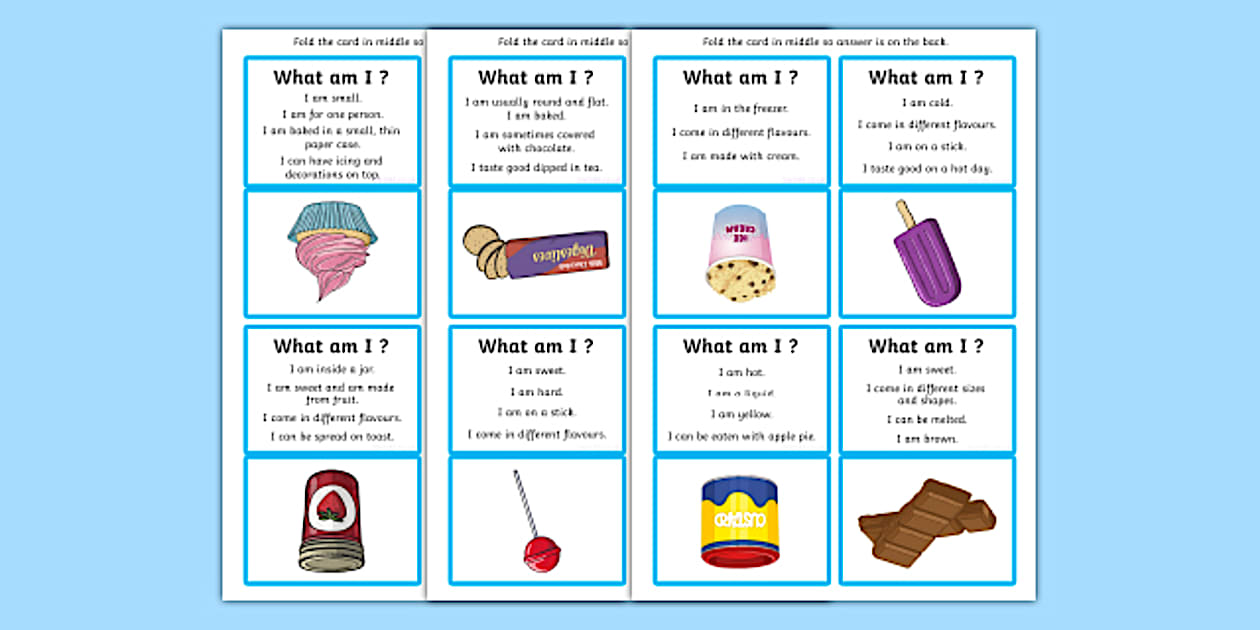What Am I? Sweet Foods Guessing Game (teacher made) - Twinkl