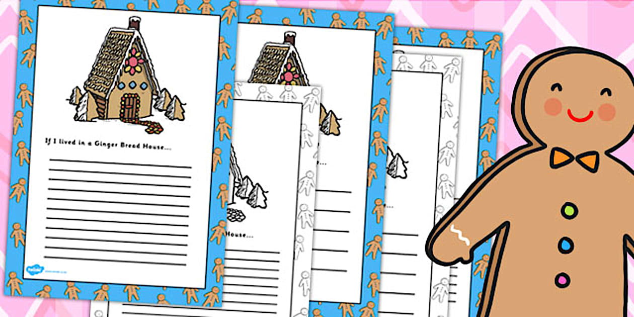Black and White 'If I Lived in a Gingerbread House...' Writing Frame