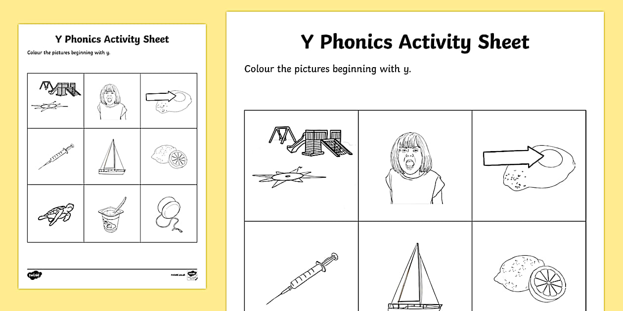 y Phonics Colouring Worksheet / Worksheet (teacher made)
