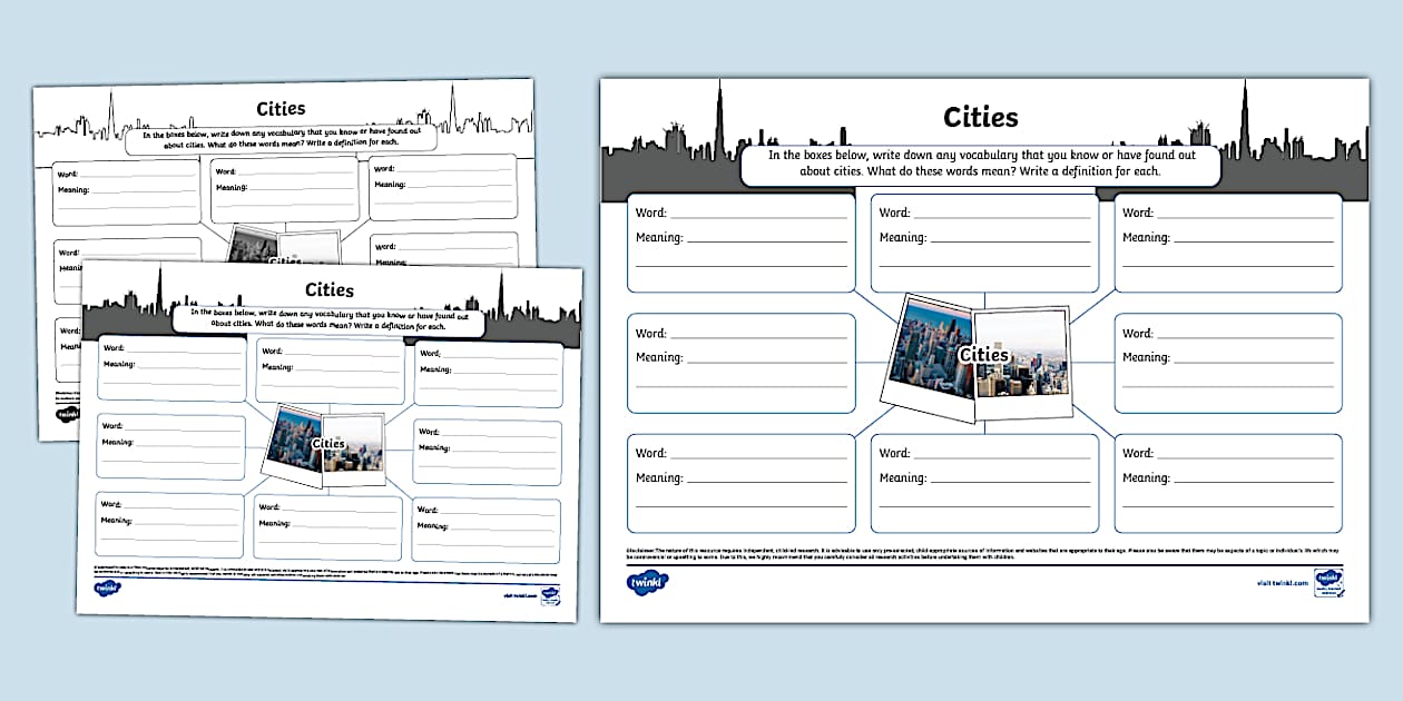 City Vocabulary Mind Map (Teacher-Made) - Twinkl
