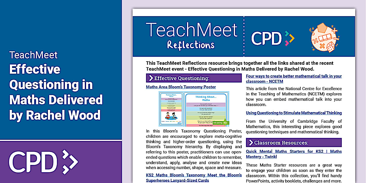 TeachMeet Reflections - Effective Questioning in Maths. Delivered by Rachel