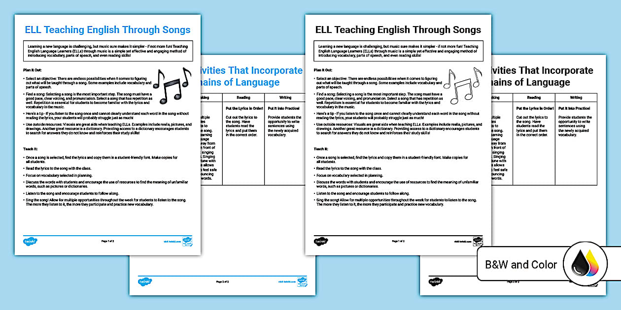 Teaching English Through Songs pdf | ELL | Twinkl USA
