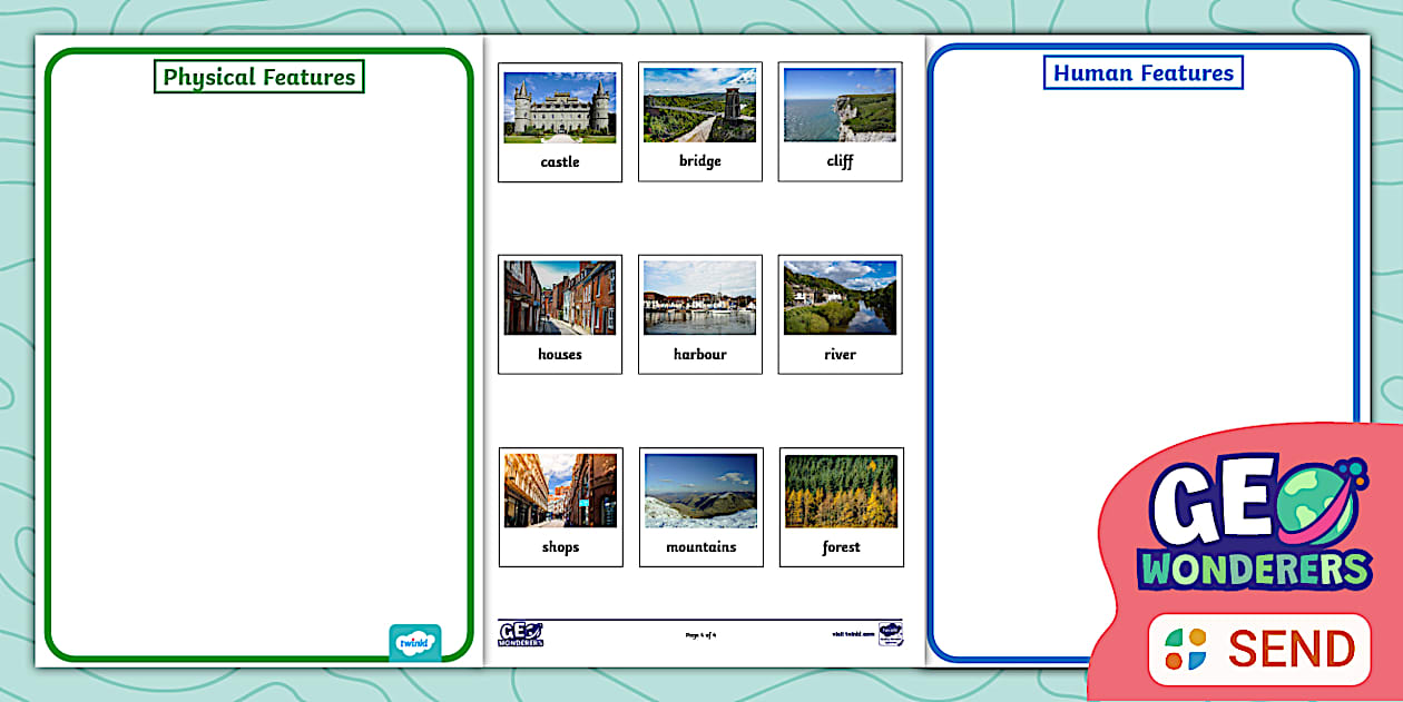 Geo Wonderers KS1 The UK Human and Physical Sorting Activity Lesson Four