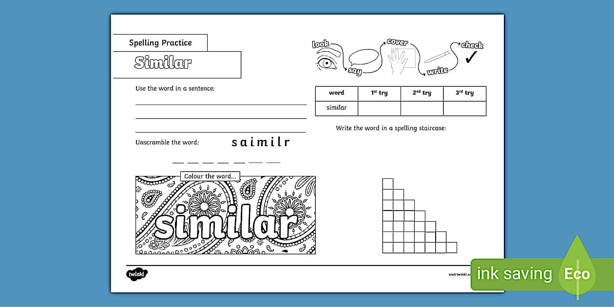 Similar Spelling Practice Worksheet (teacher made) - Twinkl