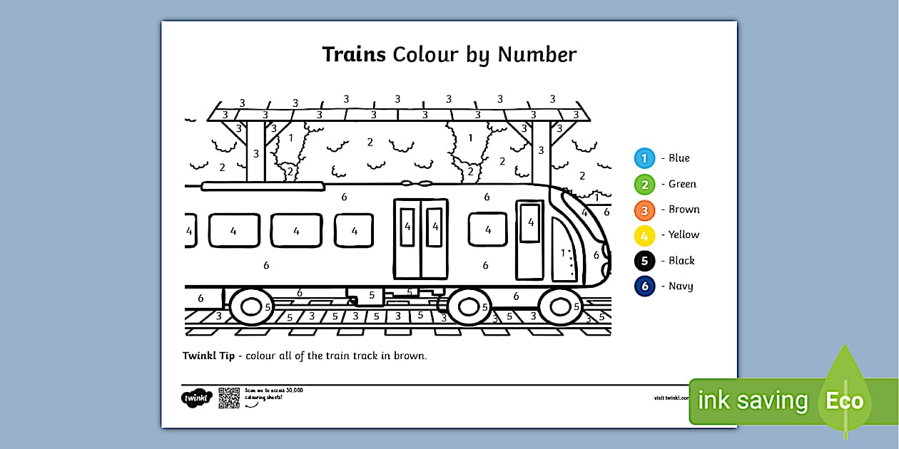 Train Colour by Number Page | Twinkl Resources - Twinkl