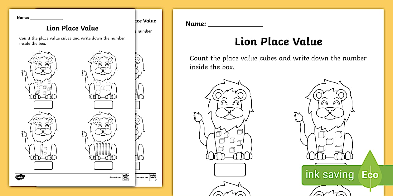 Lion Place Value Activity Sheet (Teacher-Made) - Twinkl