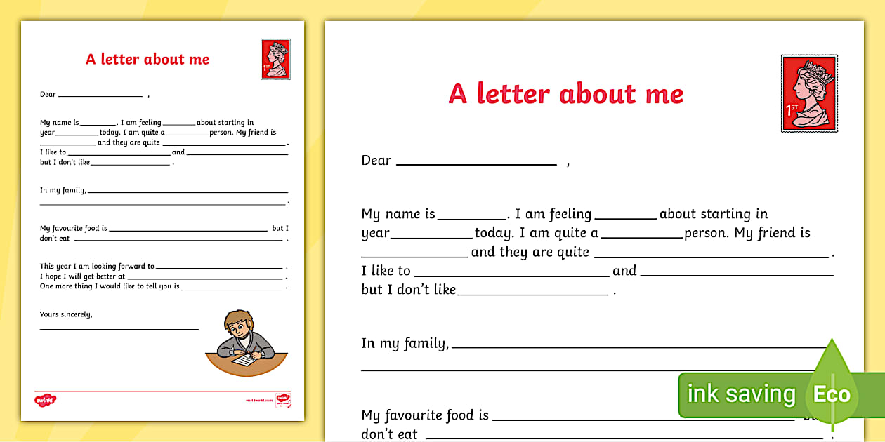 KS1 A Letter about Me Worksheet / Worksheet (teacher made)