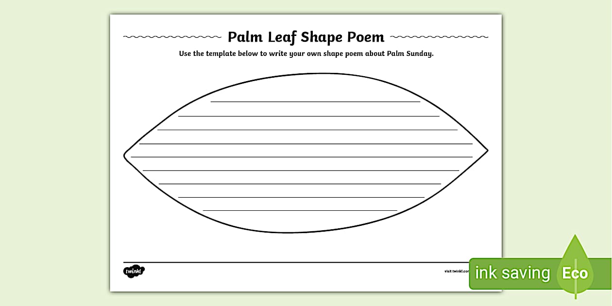 Palm Leaf Shape Poem Writing Template