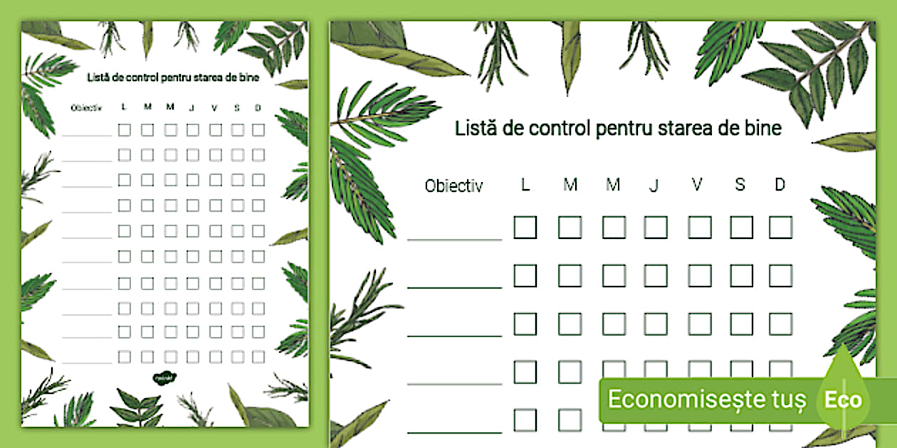 Listă de control pentru starea de bine