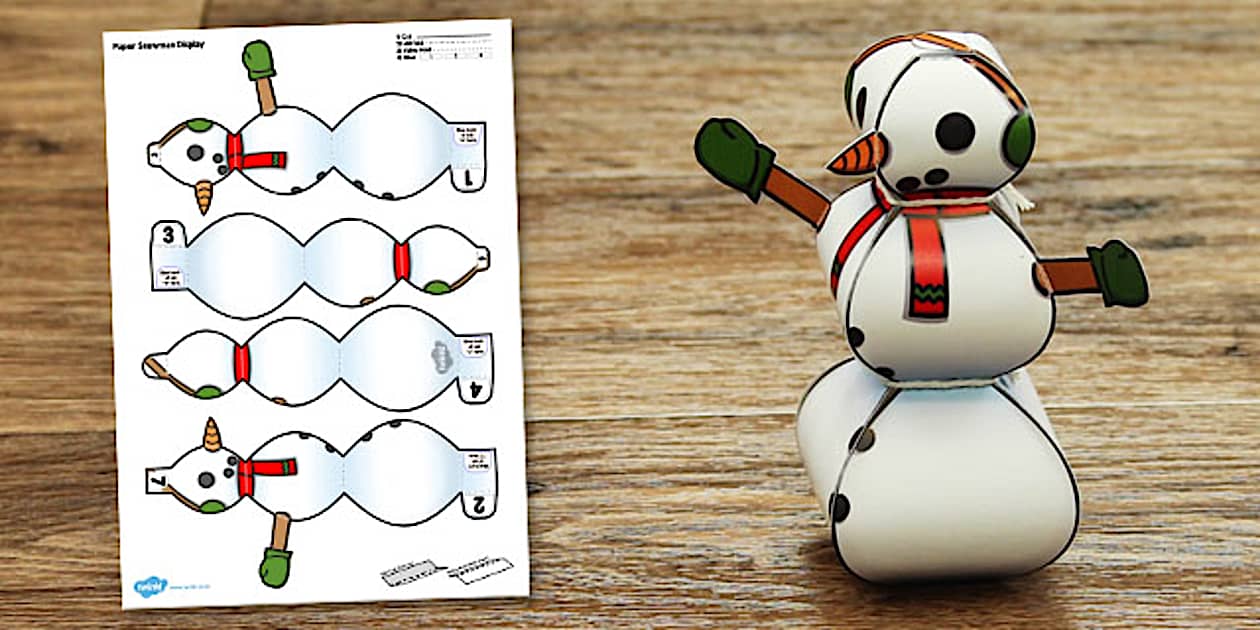 Snowman Paper Model Activity | Christmas Crafts - Twinkl