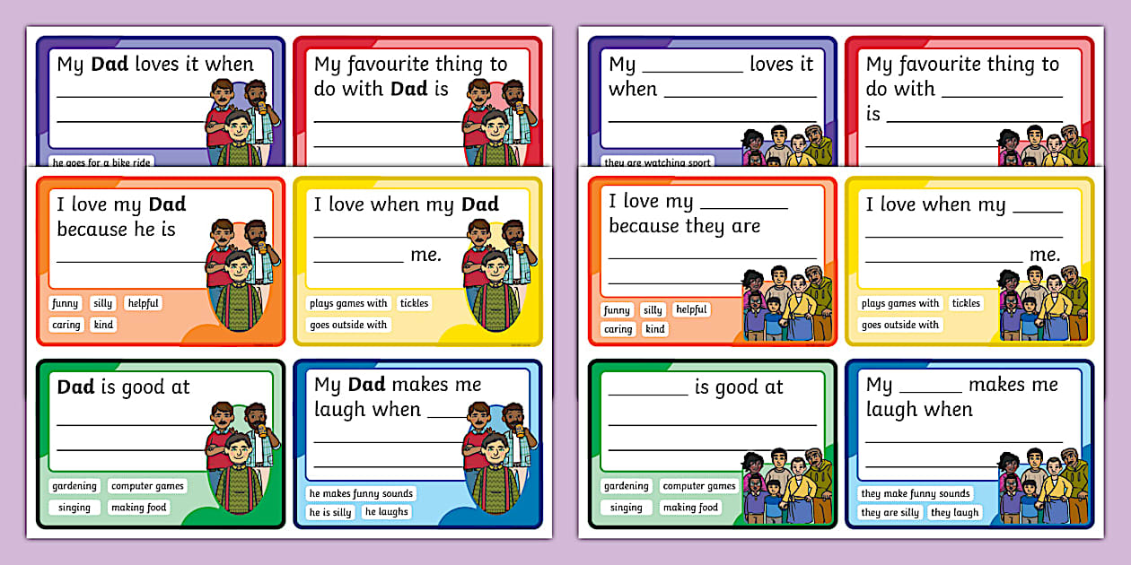 Father's Day - Sentence Starter Cards (teacher made)