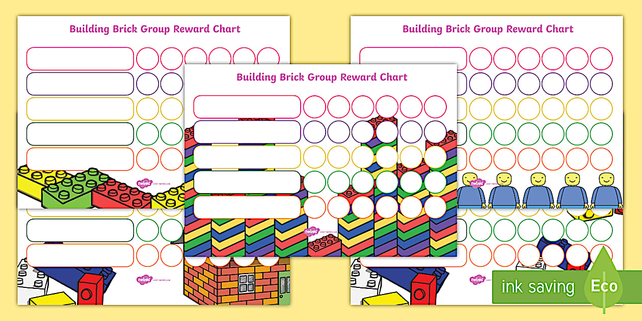 Editable Building Brick Therapy Group Sticker Reward Charts