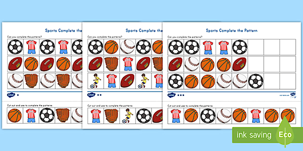 Sports Complete the Pattern Worksheet (Teacher-Made)