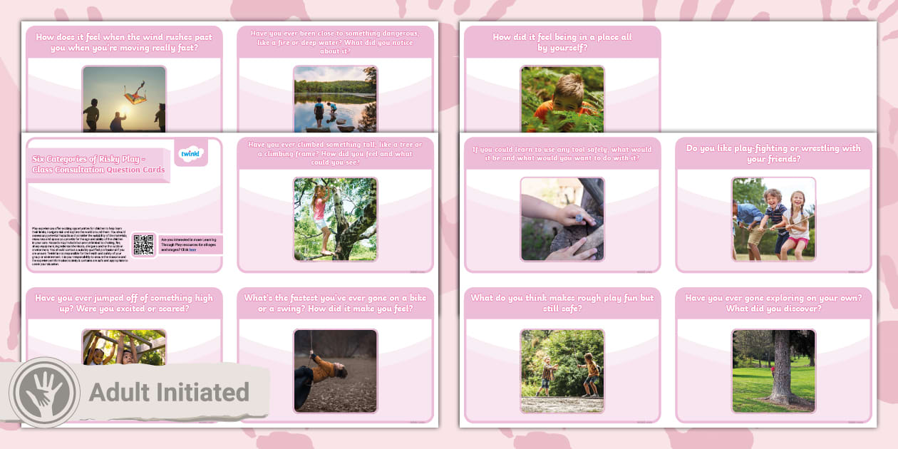 Six Categories of Risky Play - Class Question Cards - Twinkl