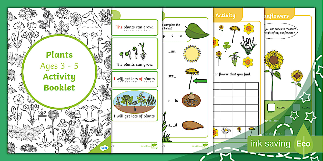 Plant-Themed Activity Booklet (Ages 3 - 5) (teacher made)