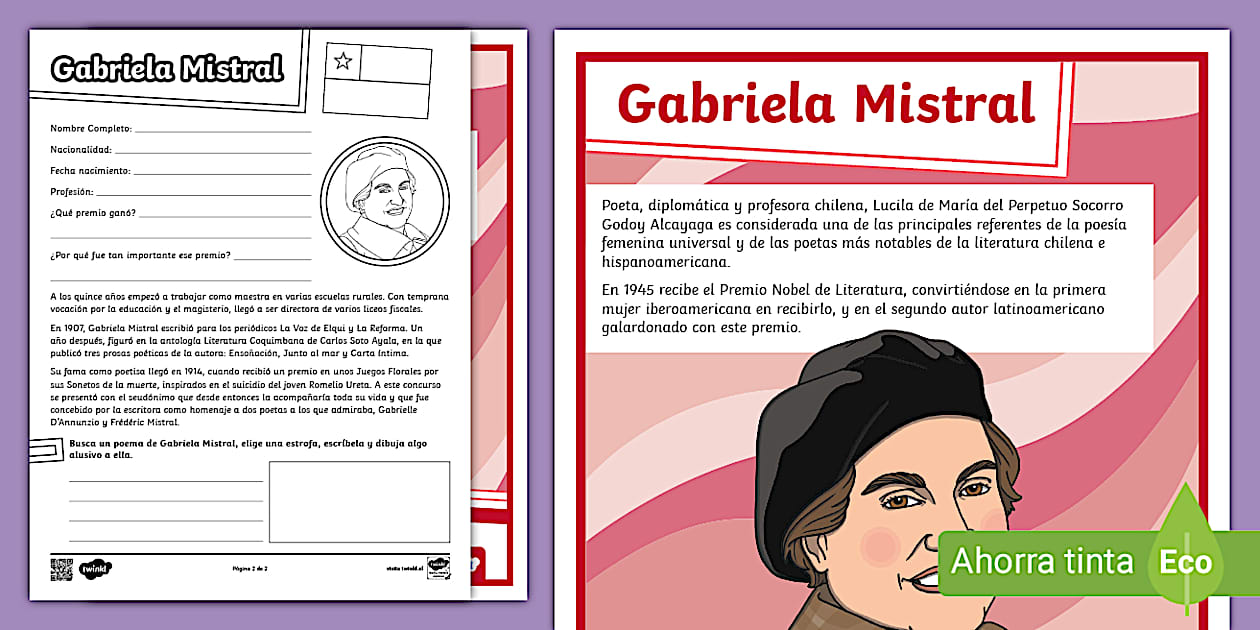 Guía de trabajo: Gabriela Mistral (teacher made) - Twinkl