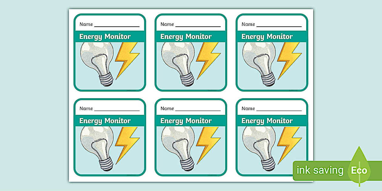 Energy Monitor badges KS2 (Teacher-Made) - Twinkl