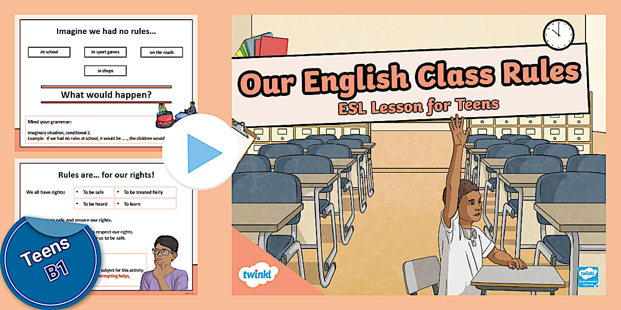 ESL Class Rules Powerpoint for Teens B1 (Teacher-Made)
