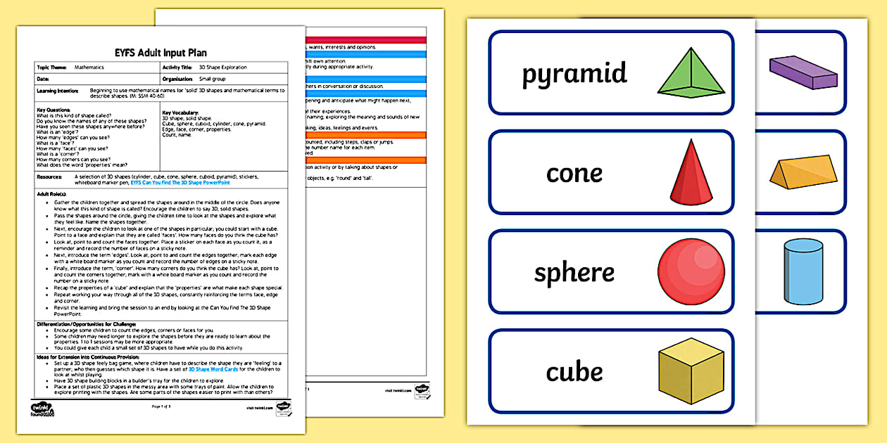 3D shape planning- EYFS (teacher made) - Twinkl