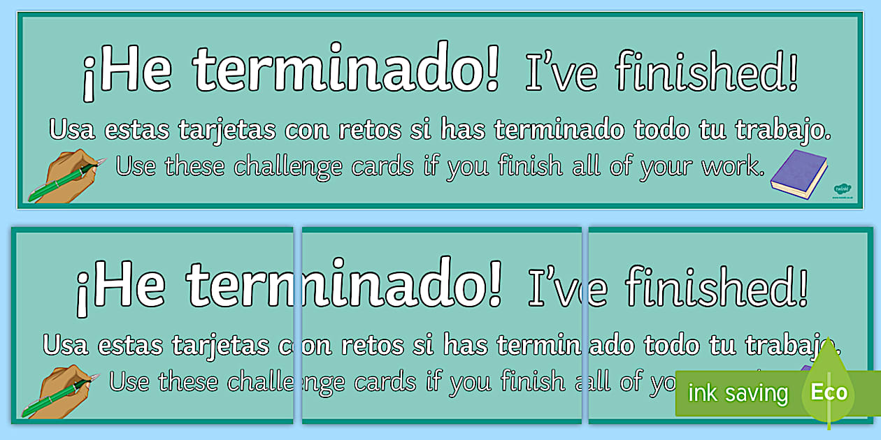 Early Finishers Challenges Display Banner Spanish/English