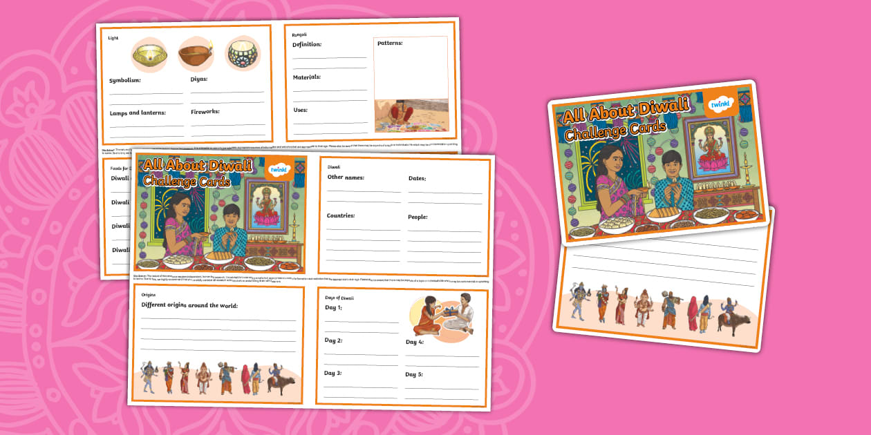 Diwali Festival Fact Cards Template (teacher made) - Twinkl