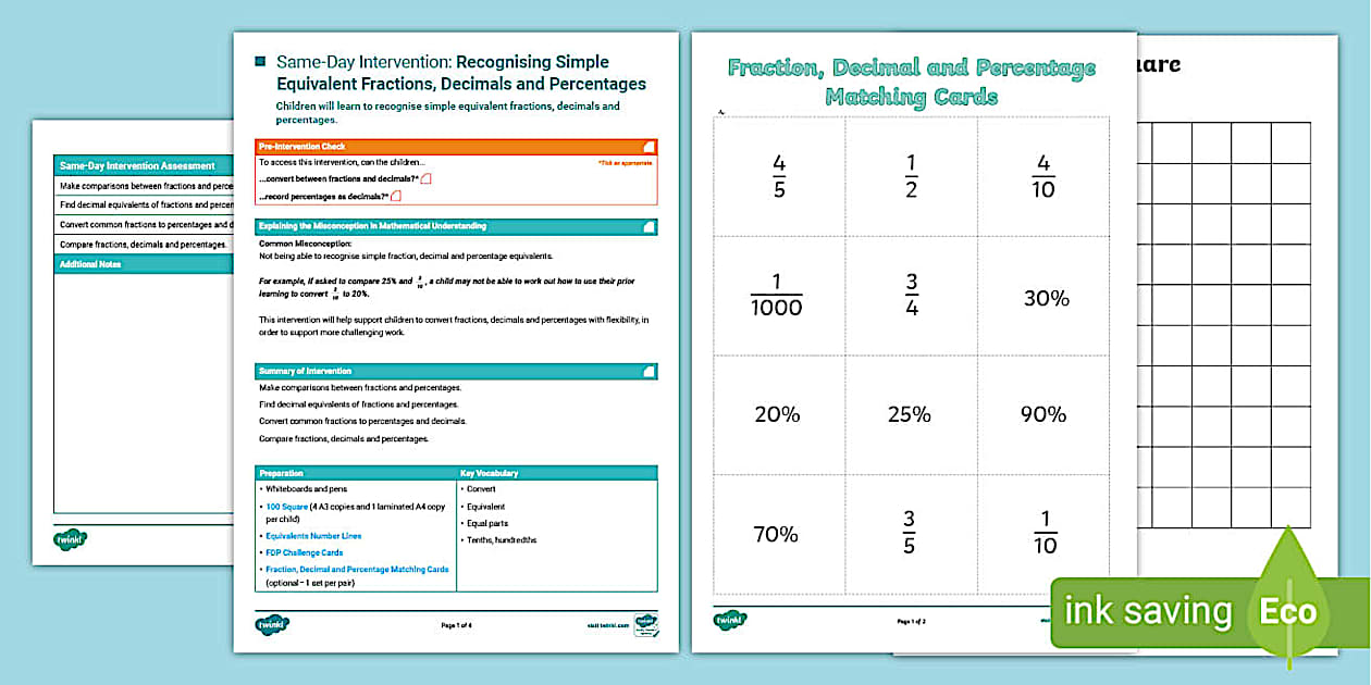👉 Year 5 Maths Intervention: Recognising Simple Equivalent FDP