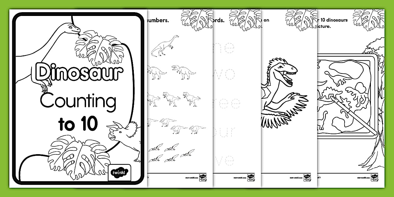 Dinosaur Counting Worksheets for Kindergarten | Twinkl USA