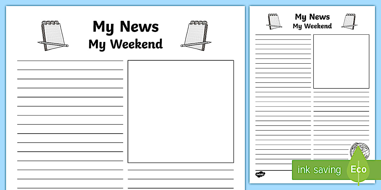 My Weekend Newspaper Writing Template (l'enseignant a fait)