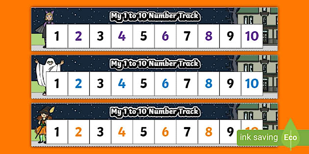 Number Track 1-10 (Halloween) (Teacher-Made) - Twinkl