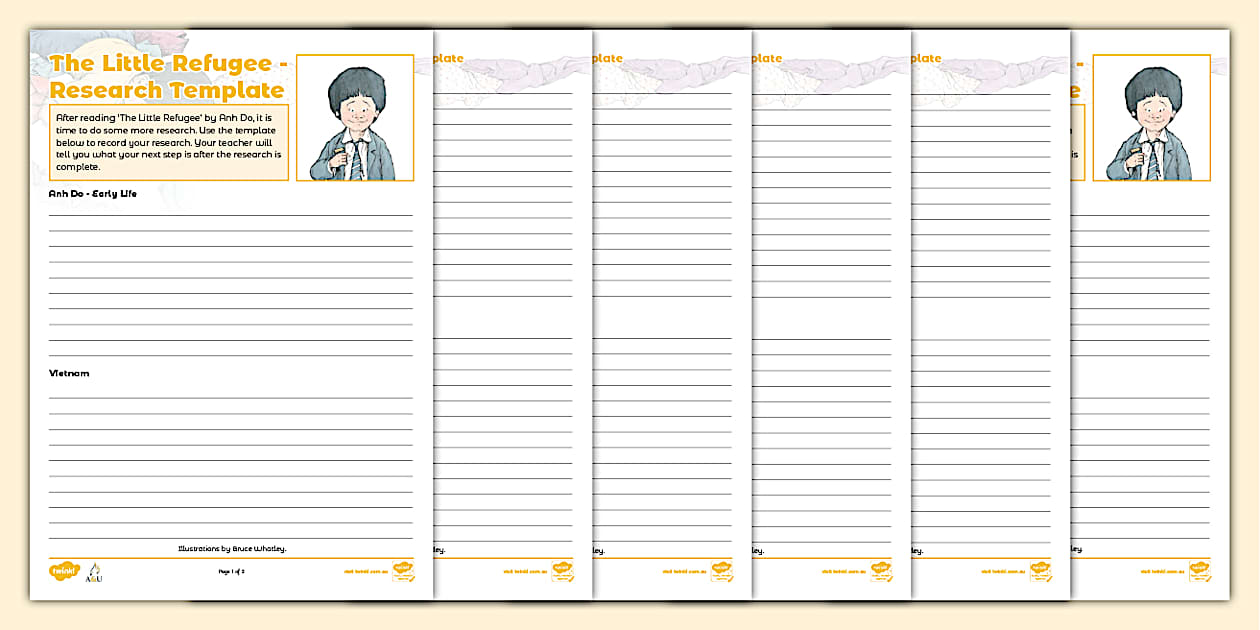 The Little Refugee - Research Template - Twinkl