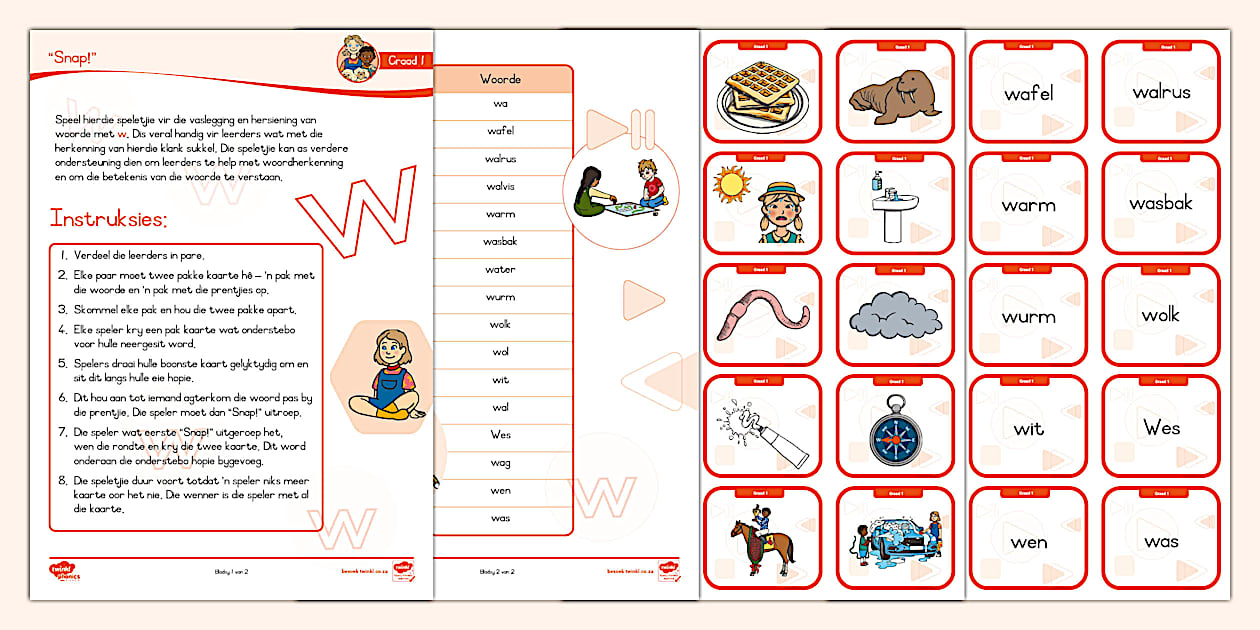 FREE! - Graad 1 Klanke Drukbare Speletjie w (teacher made)
