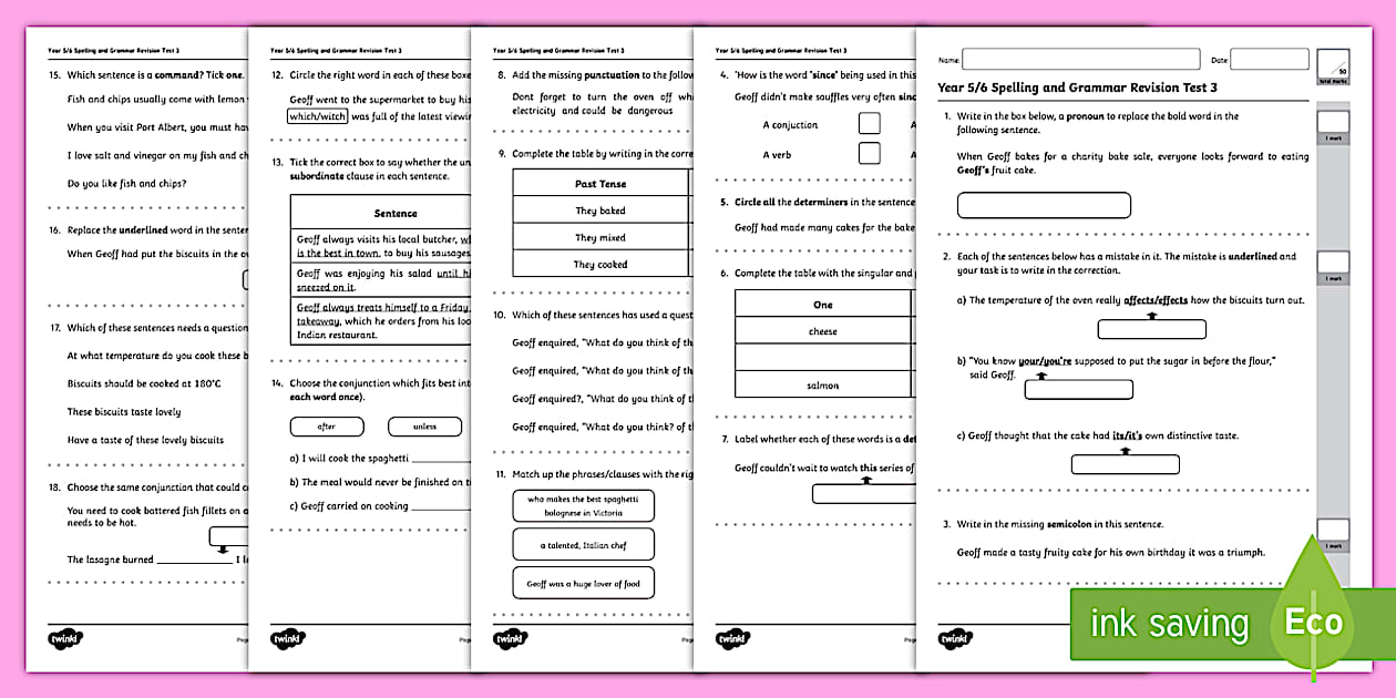 Spelling and Grammar KS2 - Practice SAT Tests - Twinkl