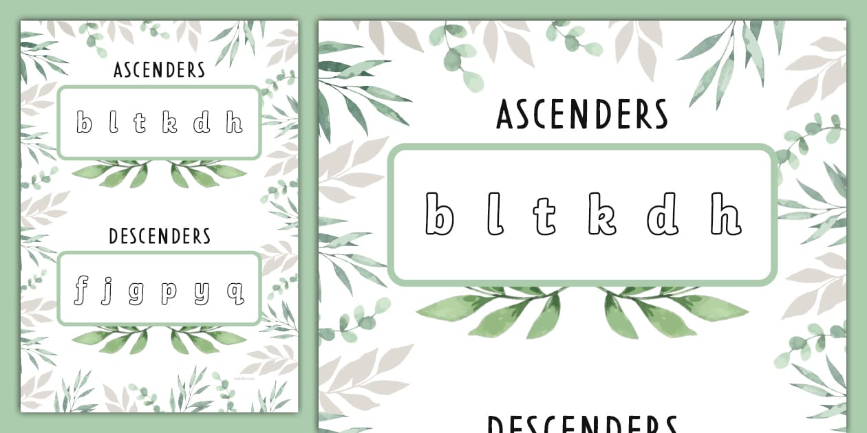 Muted Botanical Themed Ascenders and Descenders Display Poster