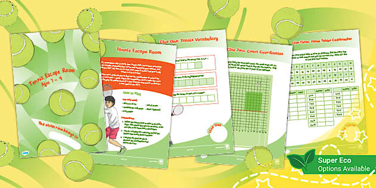 Tennis Escape Room (Ages 7 - 9) (teacher made) - Twinkl