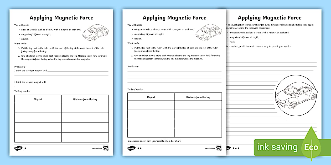 Middle Ability Applying Magnetic Forces Differentiated Worksheets