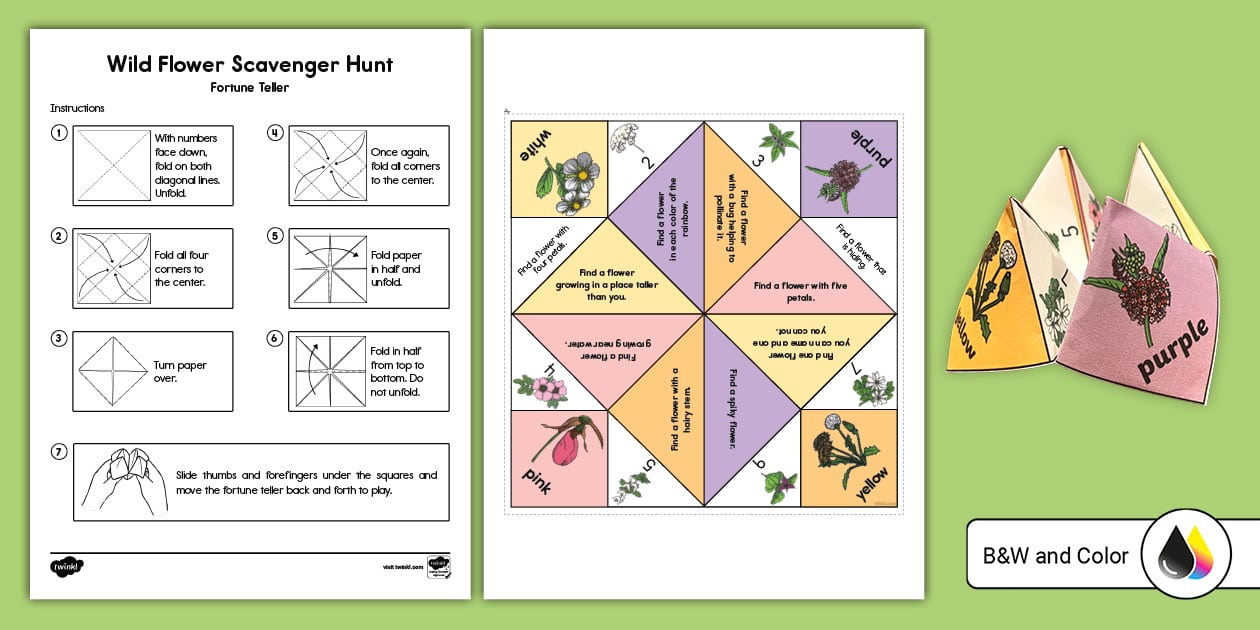 Wild Flower Scavenger Hunt Fortune Teller (Teacher-Made)