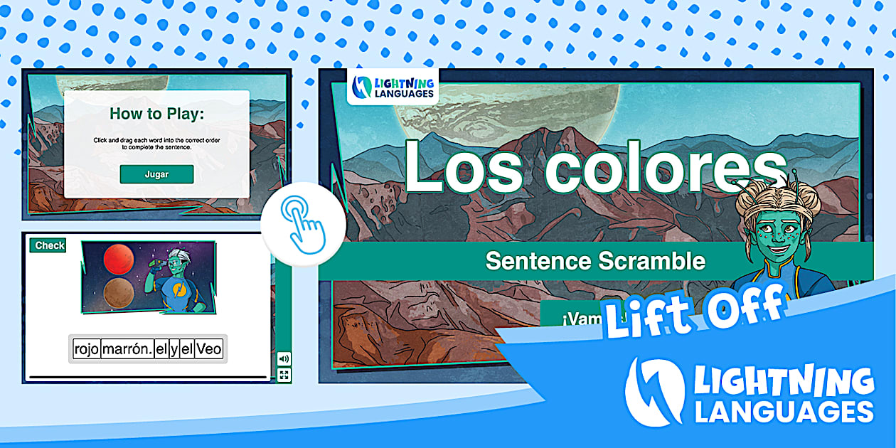 👉 Lightning Languages | Spanish Colours Sentence Scramble Game