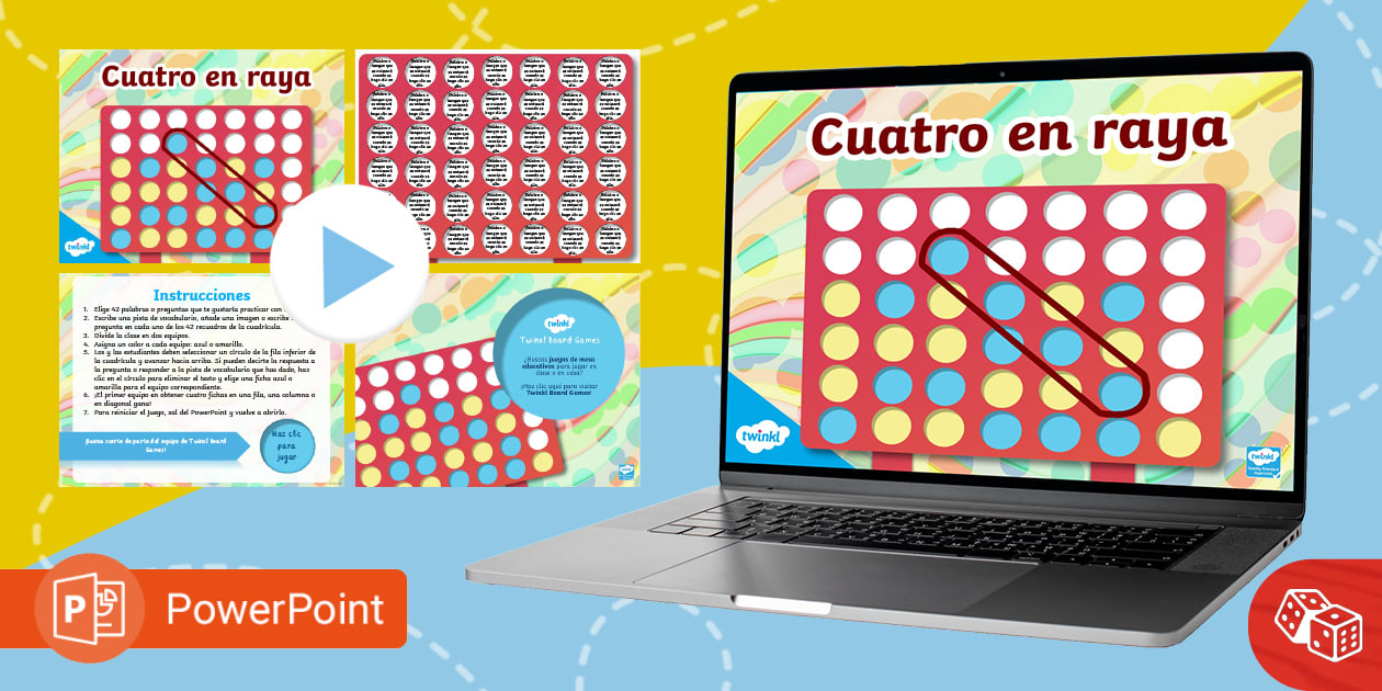 Juego editable: Cuatro en raya - Twinkl Board Games - Twinkl