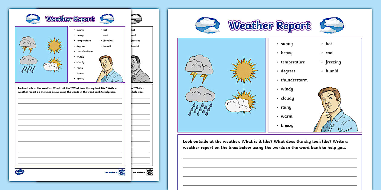 Weather Report Writing Template (teacher made) - Twinkl