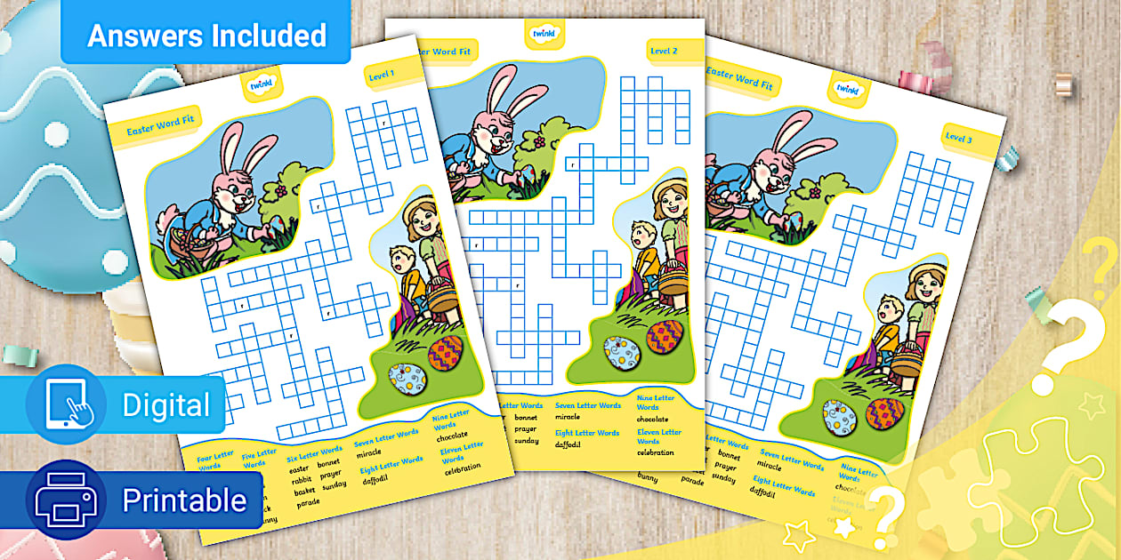 Easter Word Fit Puzzle - All Levels - Kids Puzzles - Twinkl