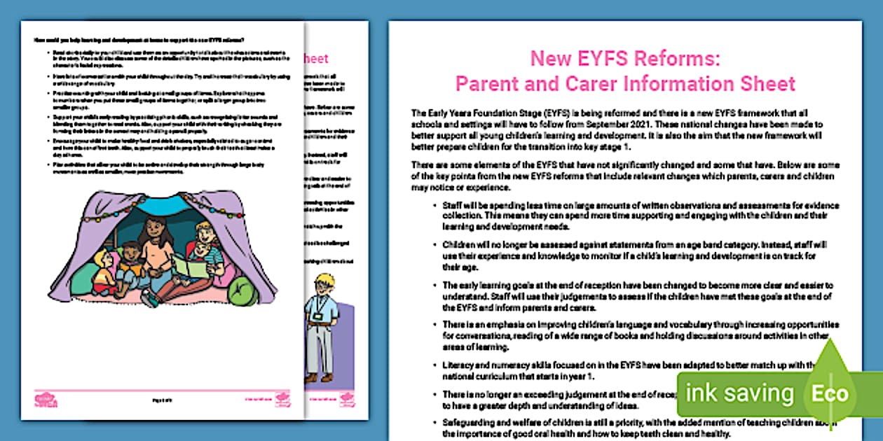 New EYFS Reforms: Parent and Carer Information Sheet (New EYFS 2021)
