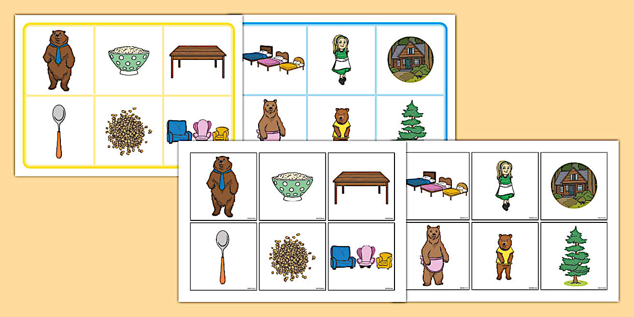 Goldilocks and the Three Bears Matching Cards and Board