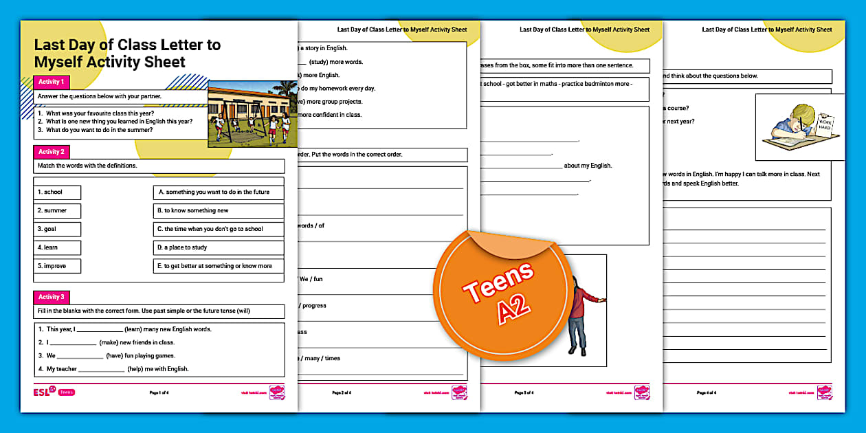 ESL End-of-Term Letter Activity Sheet (teacher made)