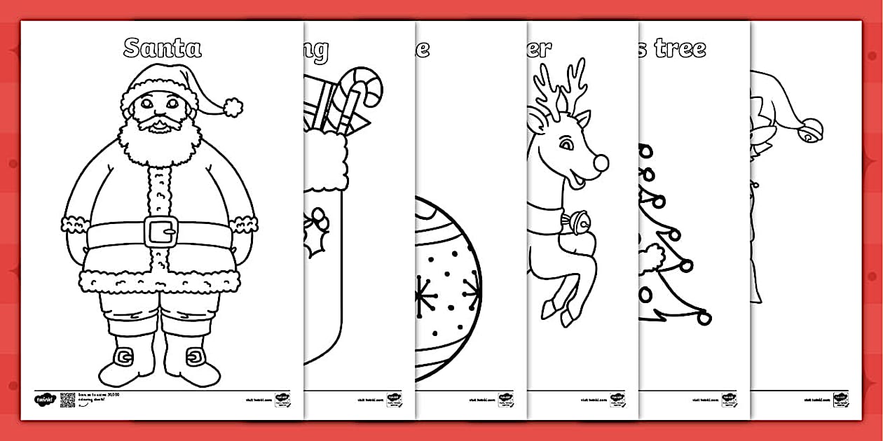 Christmas Colouring Worksheets | Christmas Vocabulary Words