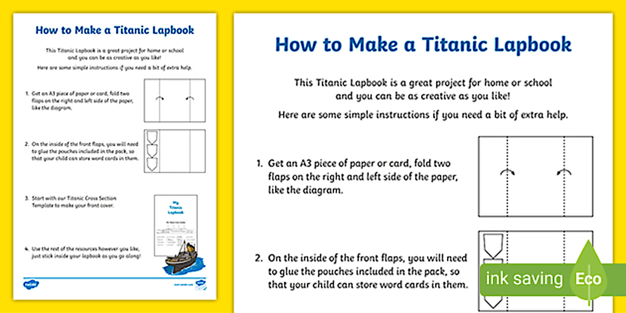 The Titanic Lapbook Instructions Sheet - Twinkl