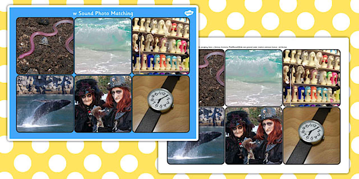 Initial w Sound Photo Matching Board and Cards - Twinkl